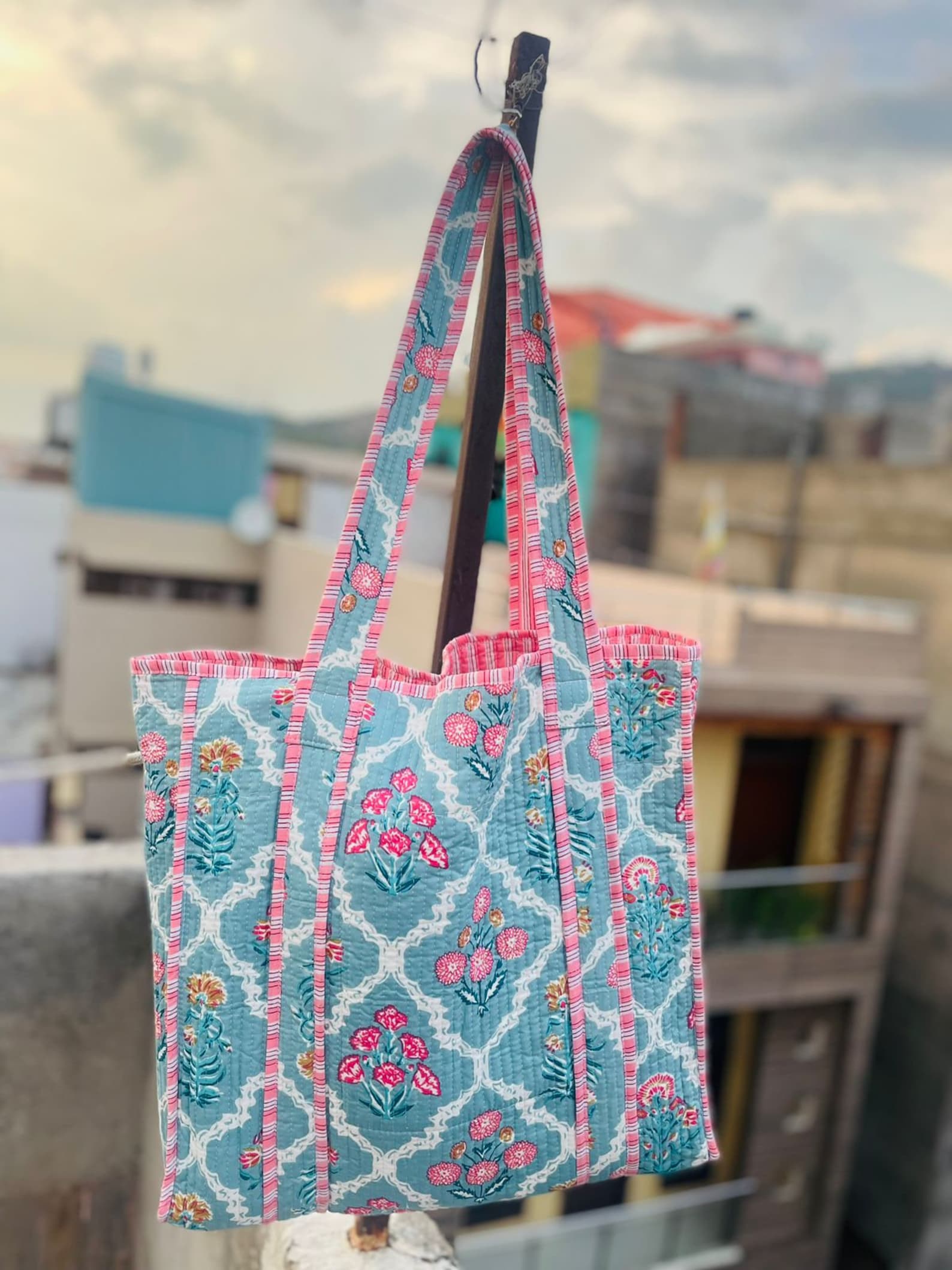 Vintage Floral Large Quilted Women's Tote Shoulder Bags Handmade ...