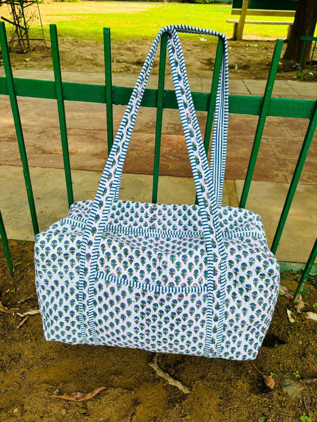 Large Cotton Weekend Duffle Bags | Quilted Fabric Women's Travel Bag ...