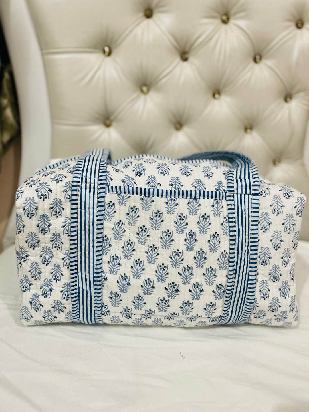Large Cotton Weekend Duffle Bags Quilted Fabric Women's Travel Bag ...