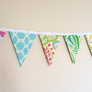 Colorful Fabric Bunting Wall Hanging Banner Garden Decor Flag Bunting ...
