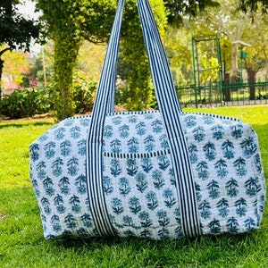 Large Cotton Weekend Duffle Bags Quilted Fabric Women's Travel Bag ...