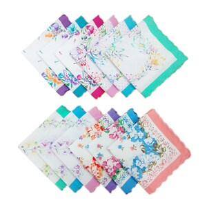 100% Cotton Ladies Handkerchiefs Boho Vintage Floral Reusable Washable ...