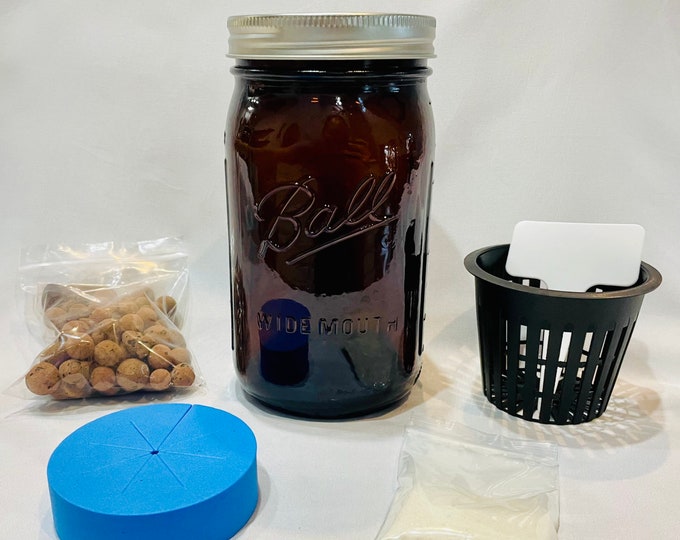 Hydroponic Kratky Starter Kit With Amber Mason Jar - Etsy