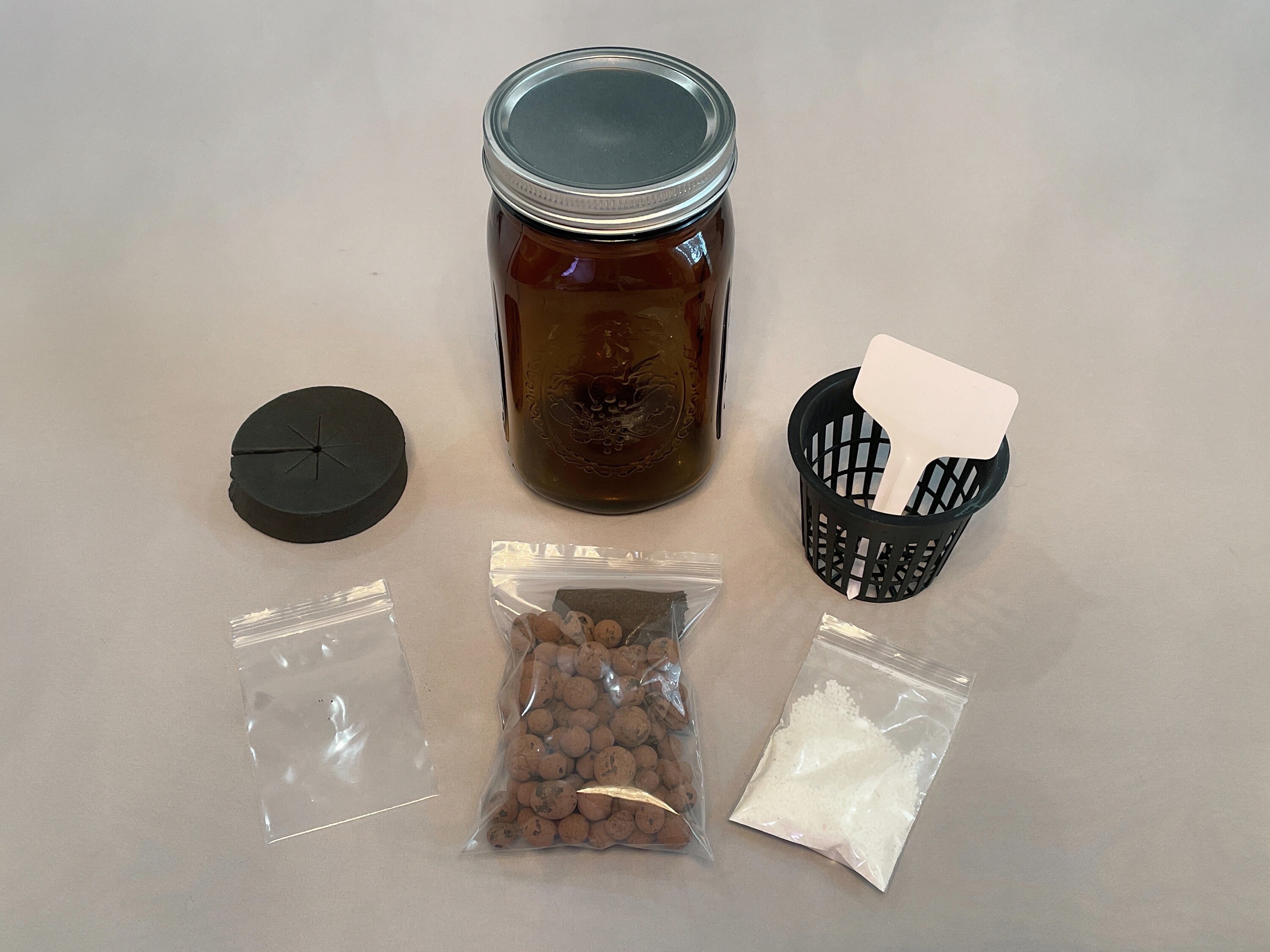 Hydroponic Kratky Starter Kit With Amber Mason Jar - Etsy