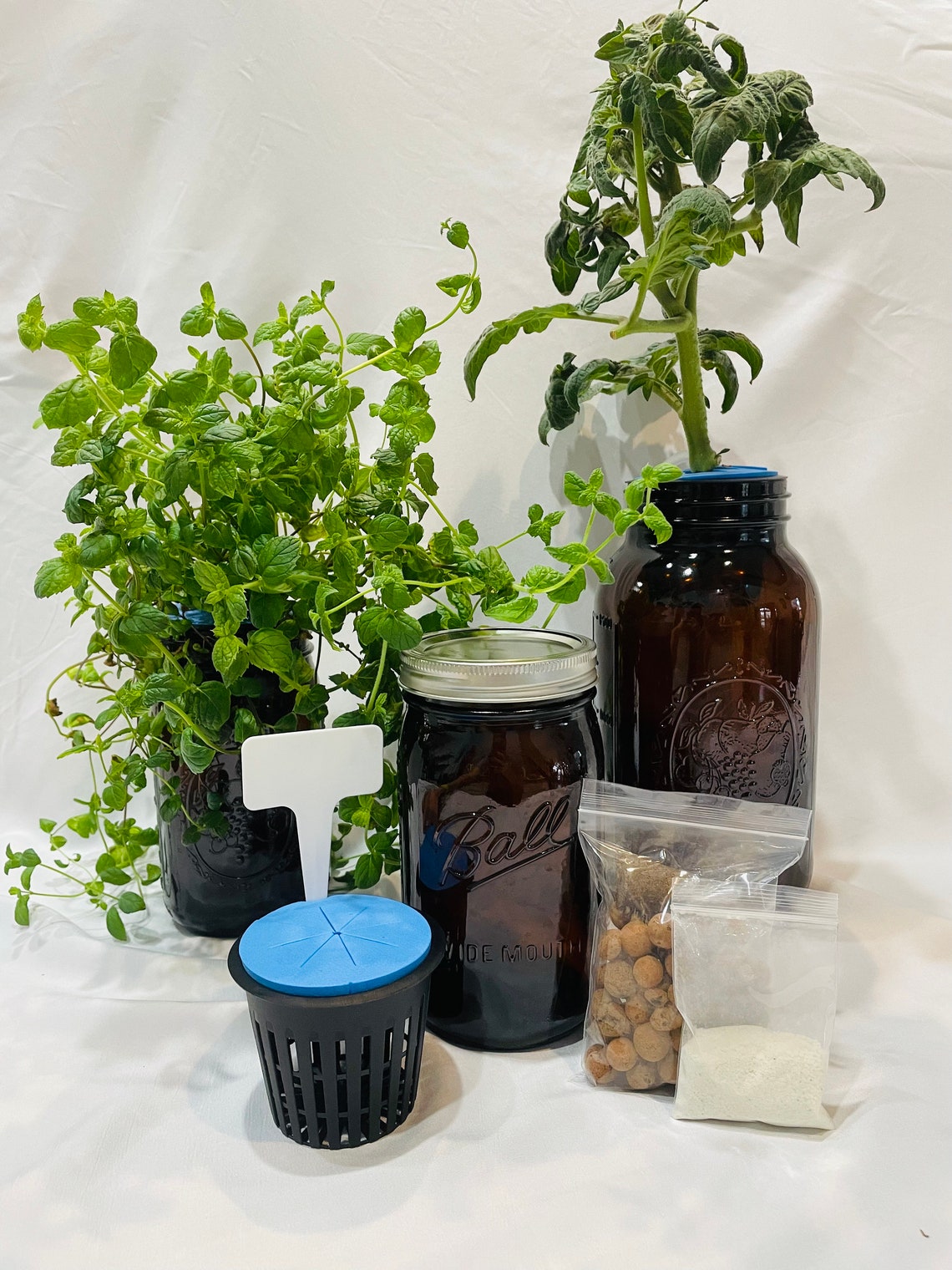 Hydroponic Kratky Starter Kit With Amber Mason Jar - Etsy