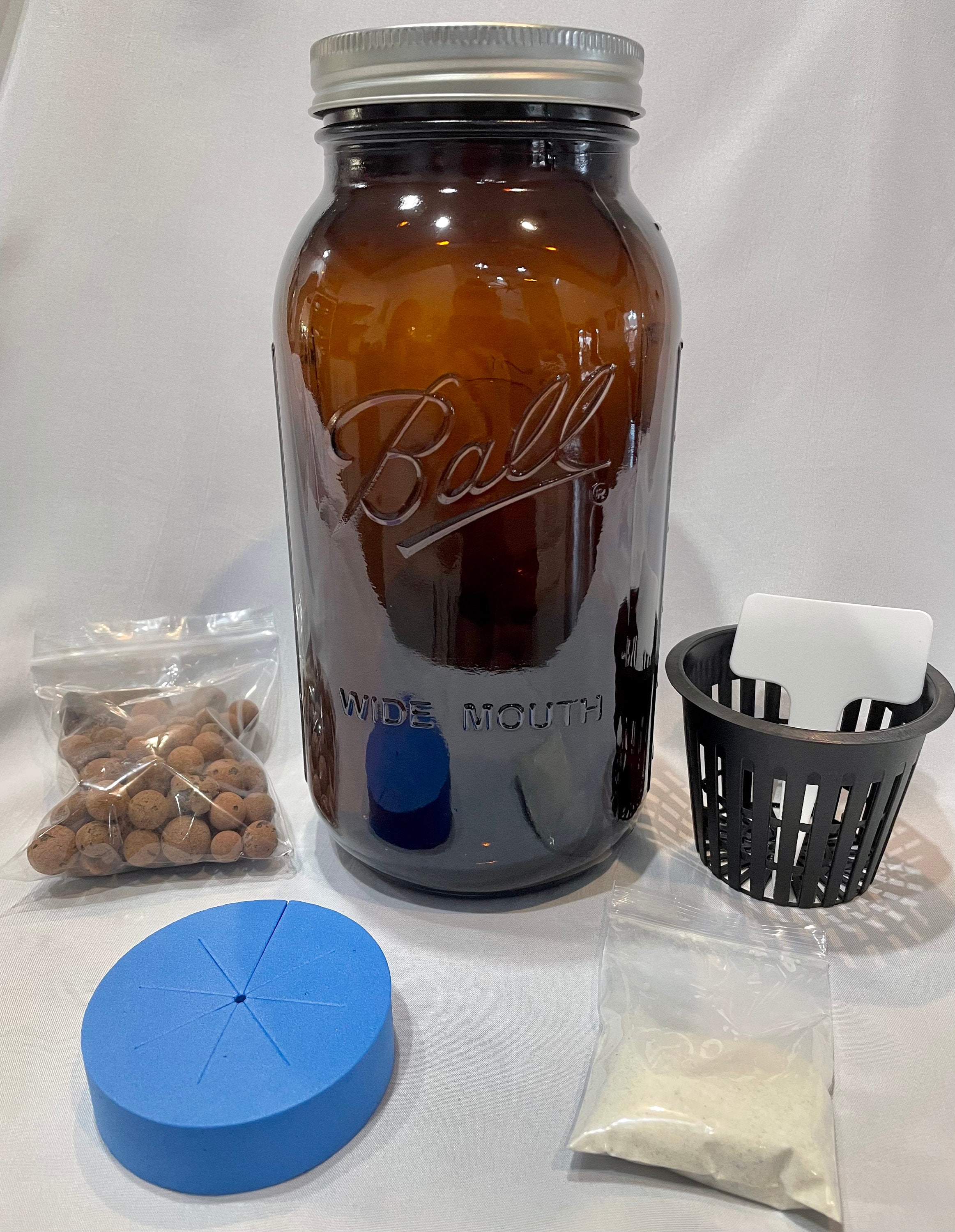 Hydroponic Kratky Starter Kit With Amber Mason Jar - Etsy