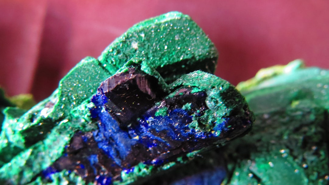 Large Azurite Crystals Partially Replaced by Malachite, Tsumeb Mine ...
