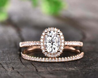 Oval Wedding Ring Set | Etsy