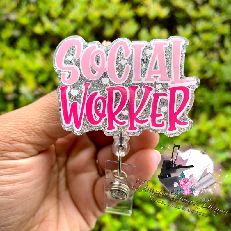 Social Worker Badge Reel| Glitter Badge Reel - Etsy