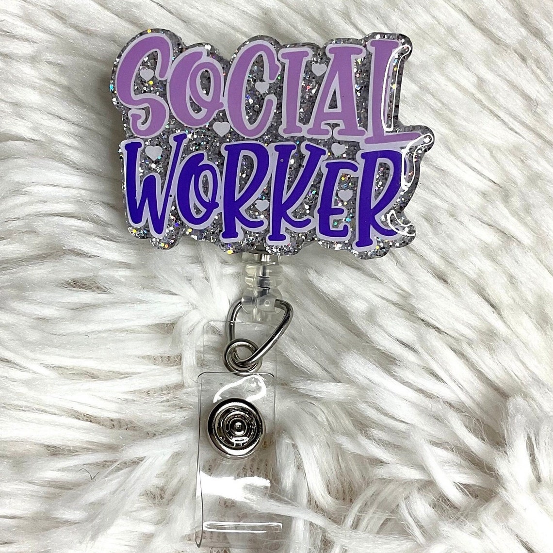 Social Worker Badge Reel| Glitter Badge Reel - Etsy