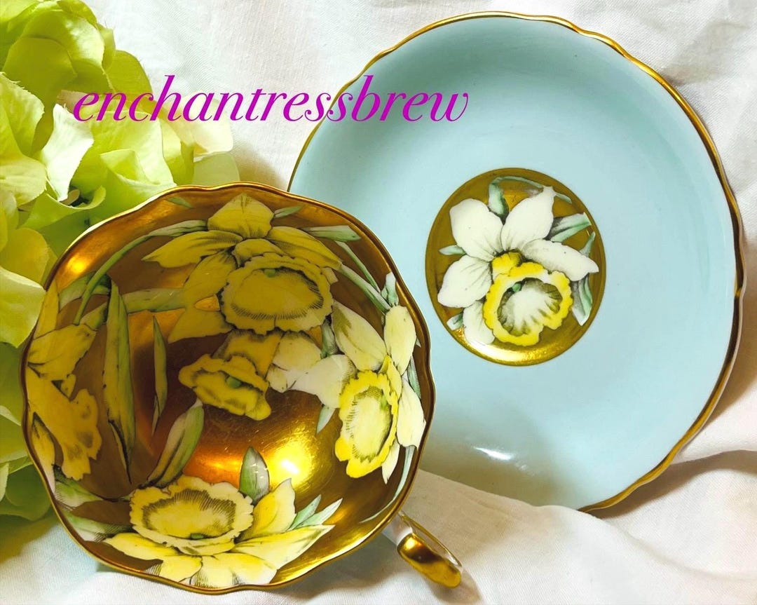 Extremely Rare Vintage Paragon Art Deco Daffodils Gold Double Warrant ...