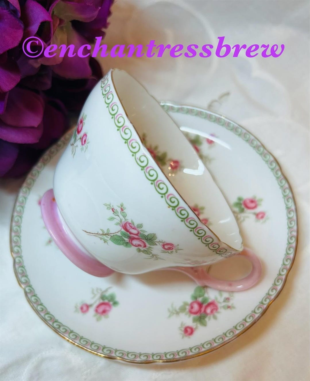 Vintage Shelley Pink Roses Cup and Saucer - Etsy