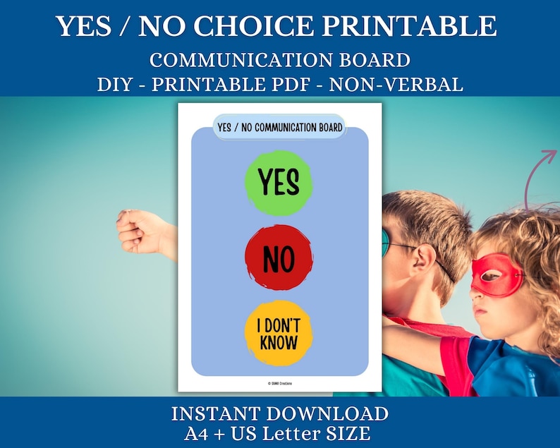 Yes No Communication Board for Non-verbal Children | Autism Visual Aid ...