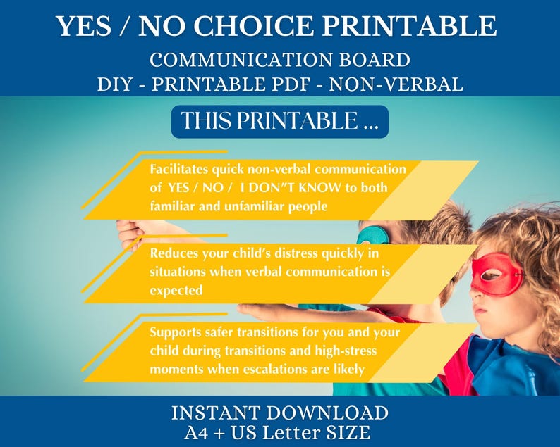 Yes No Communication Board for Non-verbal Children | Autism Visual Aid ...