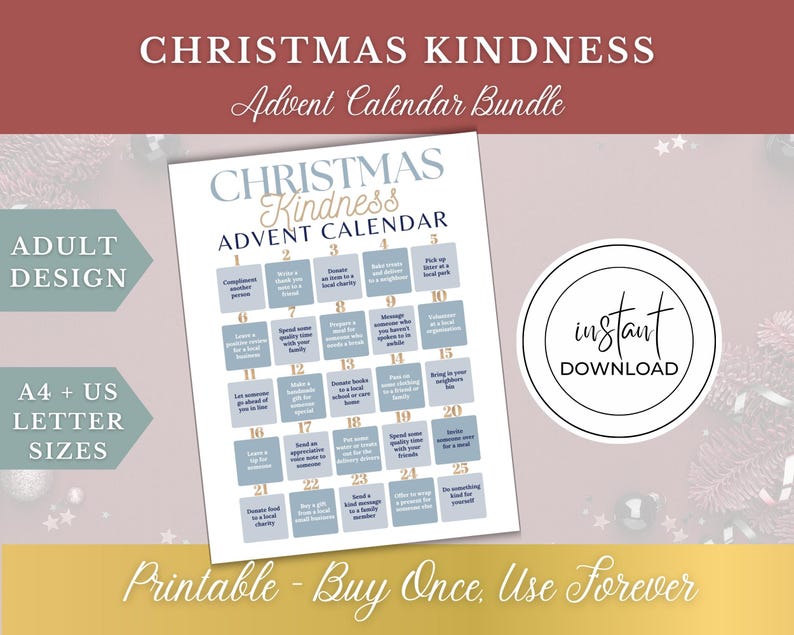 Inclusive Christmas Kindness Advent Calendar | 25 Day Countdown ...