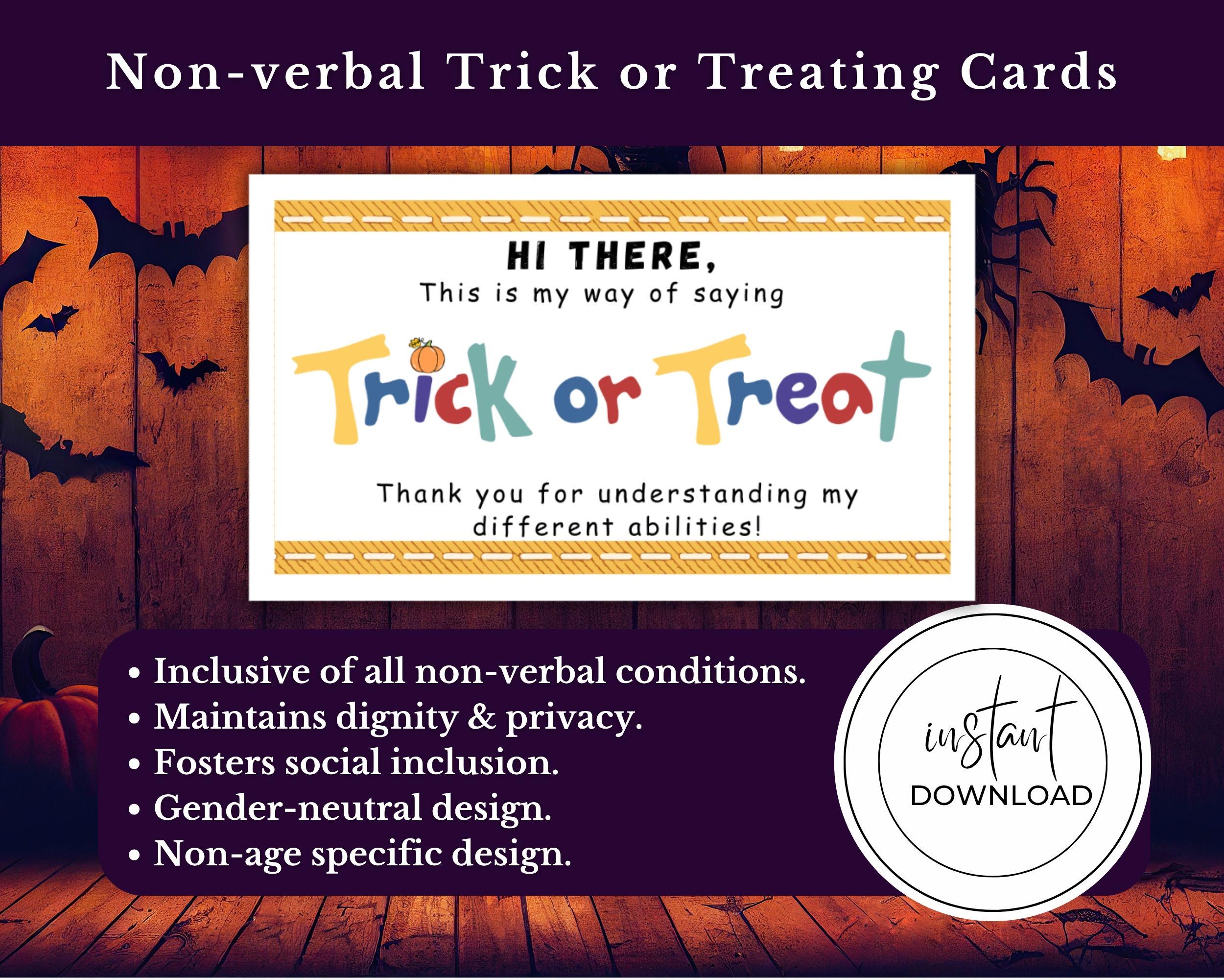 Printable Non-verbal Halloween Trick or Treaters Communication Card ...