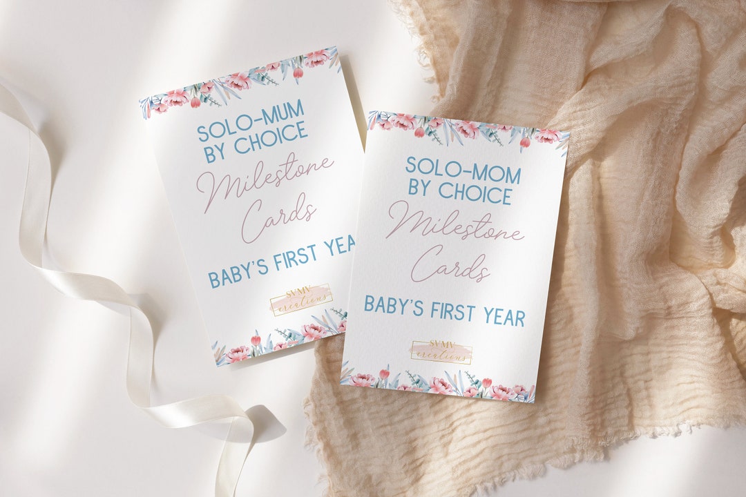 Solo Mum/mom Baby Milestone Cards – Floral First Year (digital Download ...