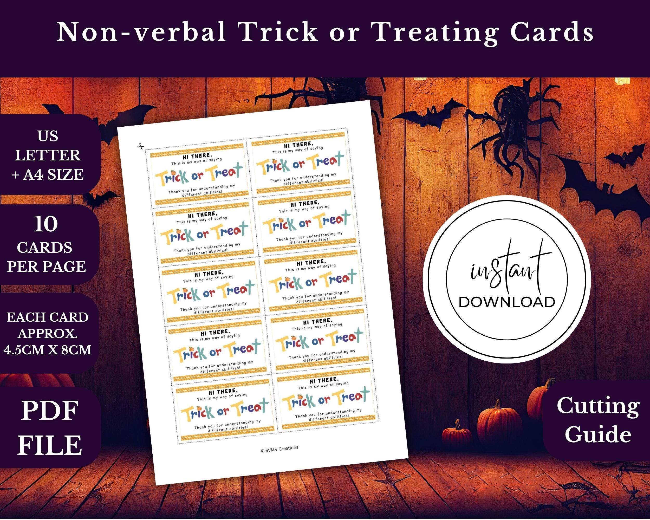 Printable Non-verbal Halloween Trick or Treaters Communication Card ...