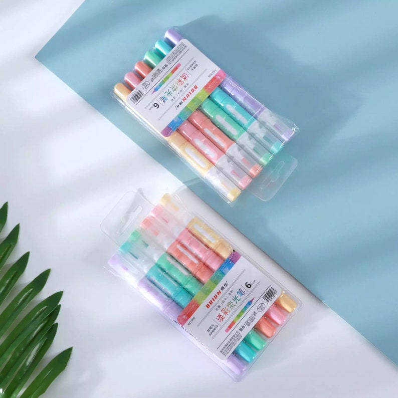 Fluorescent Soft Head Highlighters Pack of 6 Brush - Etsy