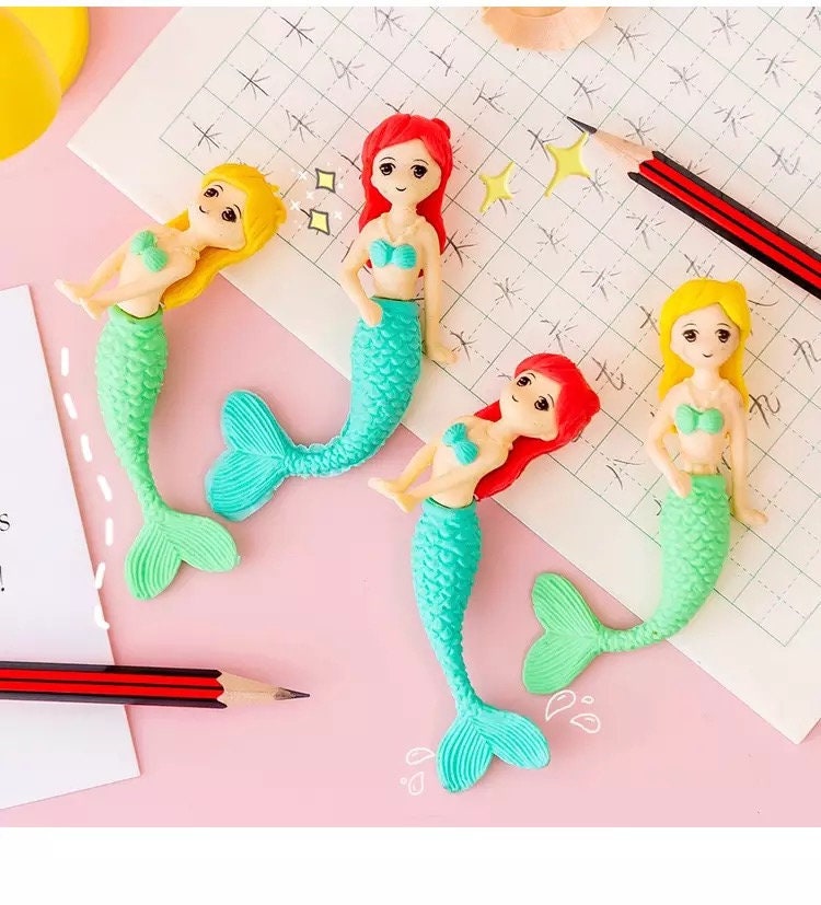 Mermaid Erasers Fun Erasers for Kids 2 Colours Lucky Dip | Etsy
