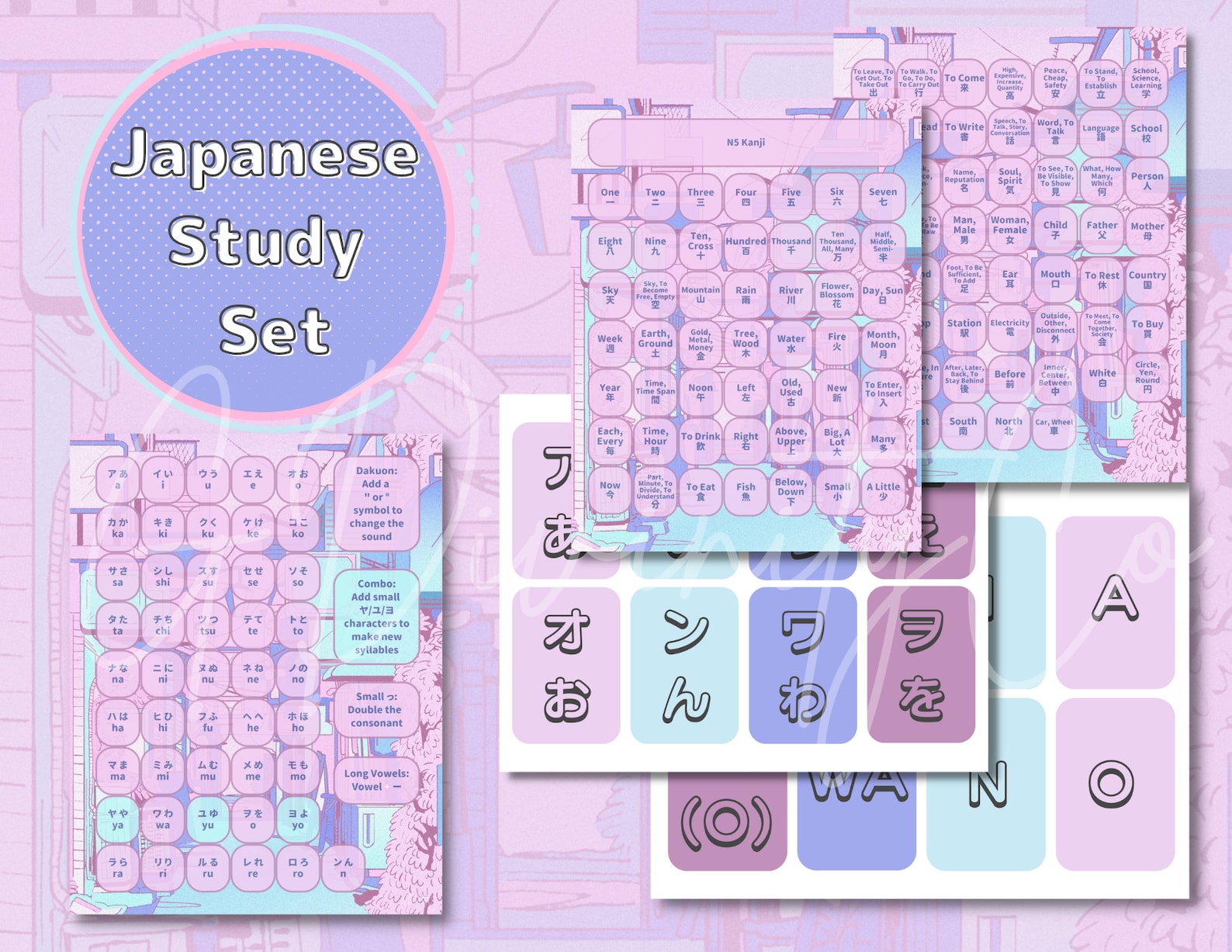 Japanese Study Set Hiragana, Katakana, Kanji Learners Set With Print ...