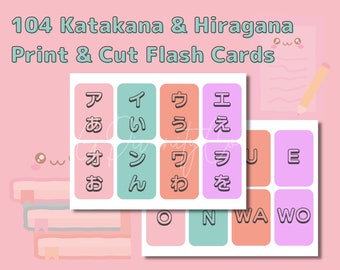 Japanese Study Set Hiragana, Katakana, Kanji Learners Set With Print and Cut Flashcards and ...