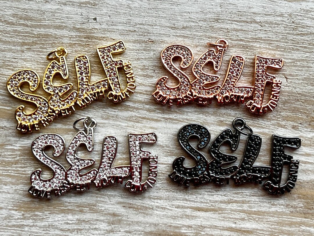 1 CZ "self" Motivational Word Charm, Inspirational Word Charm, Word ...