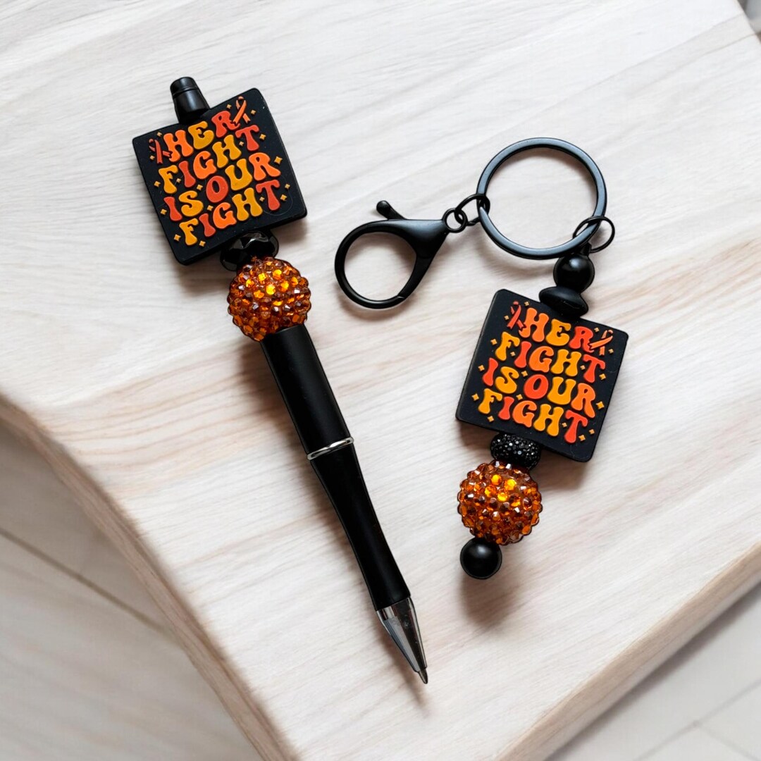 Keychain & Pen Gift Set, Her Fight is Our Fight Gift Set, Cancer ...