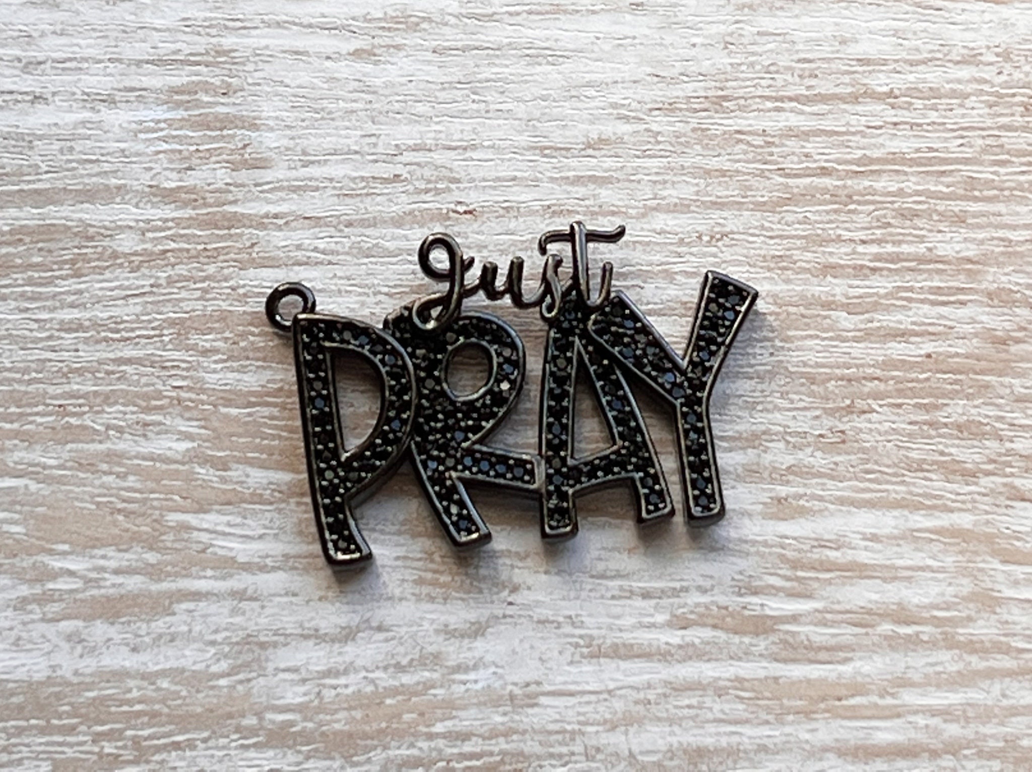 1 CZ Pave Just Pray Charm, Pray Charm, Prayer Charm, Bracelet Charm ...