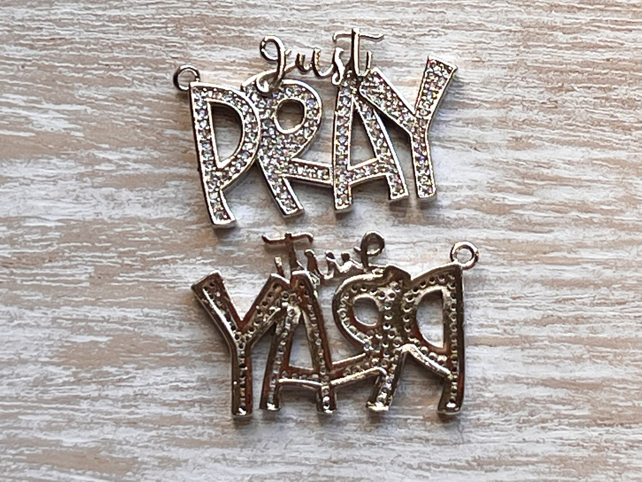 1 CZ Pave Just Pray Charm, Pray Charm, Prayer Charm, Bracelet Charm ...