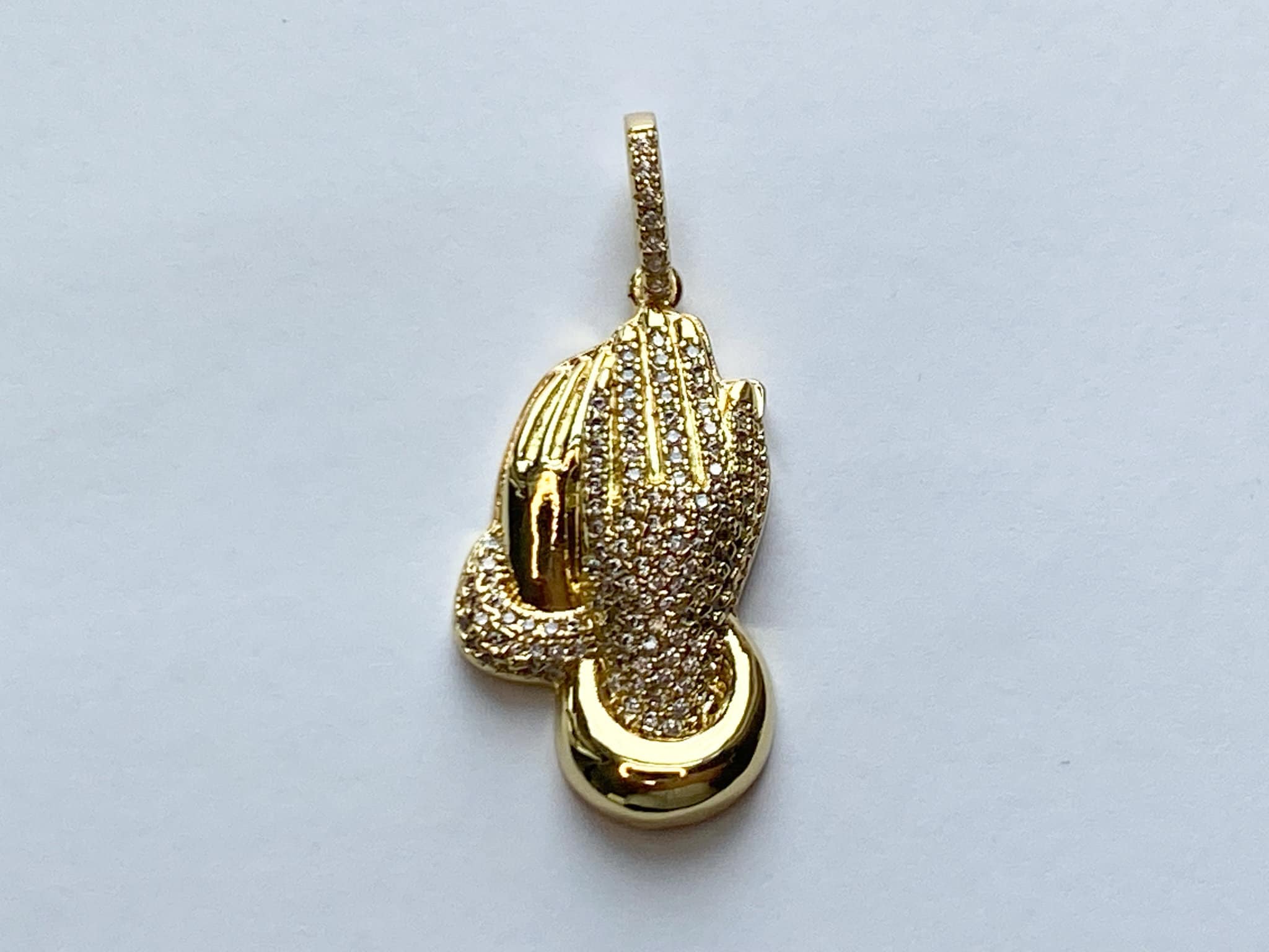1 Praying Hands Charm, Prayer Hands Charm, CZ Charms, CZ Micro Pave ...