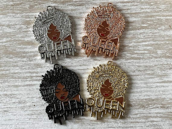 1 CZ Black Queen Charm Afro Girl Charm Natural Hair Charm - Etsy