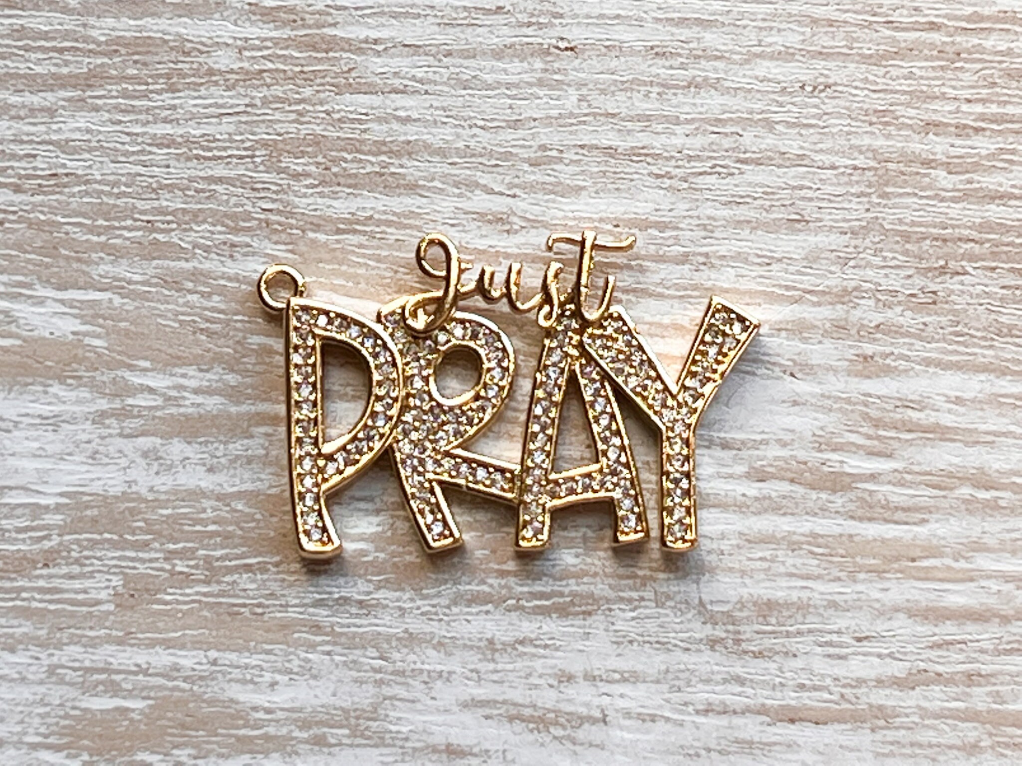 1 CZ Pave Just Pray Charm, Pray Charm, Prayer Charm, Bracelet Charm ...