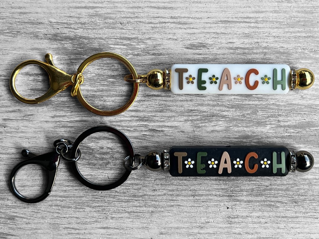 Beaded Keychain, teach Beaded Keychain, Teacher Beaded Keychain ...