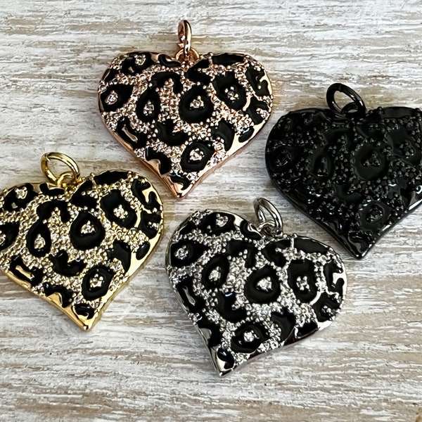Leopard Print Heart Necklace - Etsy
