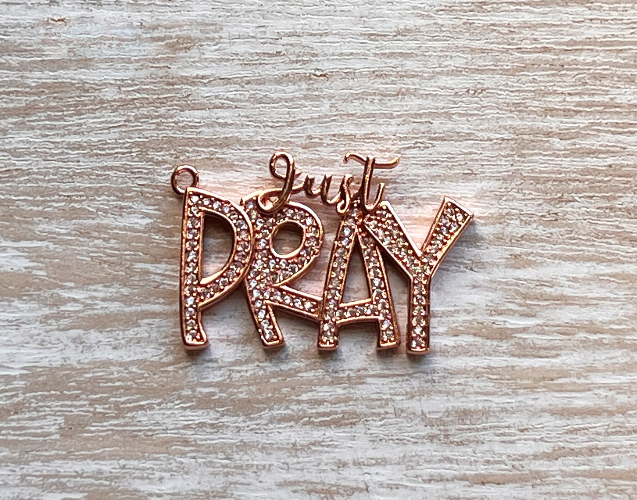 1 CZ Pave Just Pray Charm, Pray Charm, Prayer Charm, Bracelet Charm ...