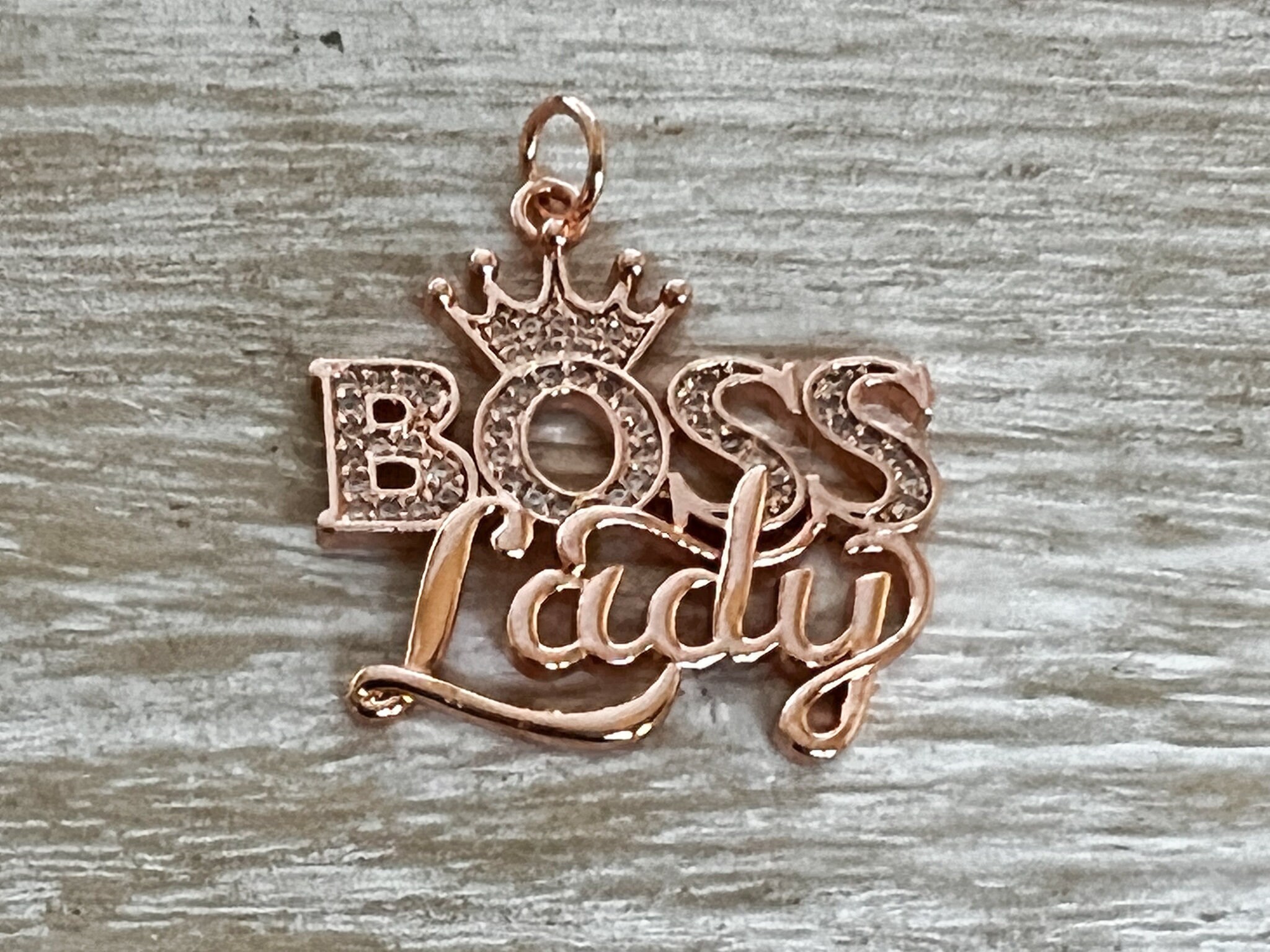 1 CZ Pave Boss Lady Charm, Queen Charm, Bracelet Charm, Necklace Charm ...