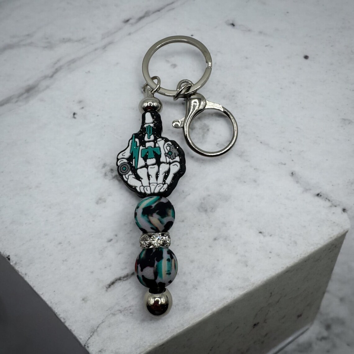 Beaded Keychain, "middle Finger Keychain" Beaded Keychain, Gift for ...