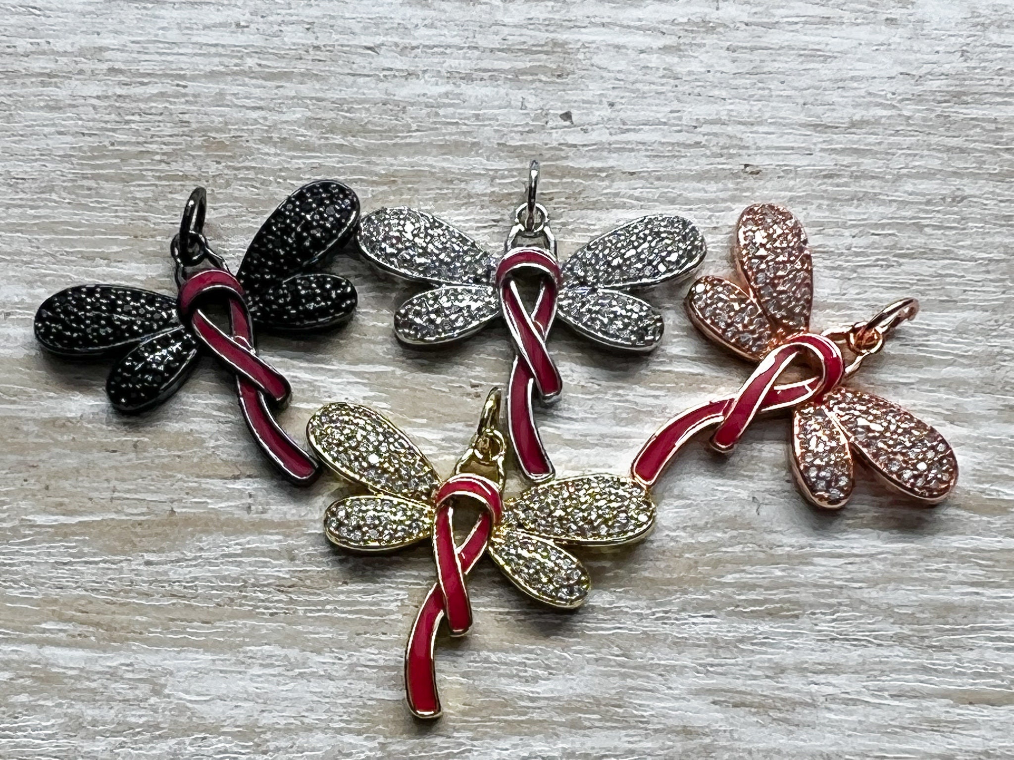 Cancer Ribbon Dragonfly Tattoo