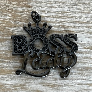 1 CZ Pave Boss Lady Charm, Queen Charm, Bracelet Charm, Necklace Charm ...