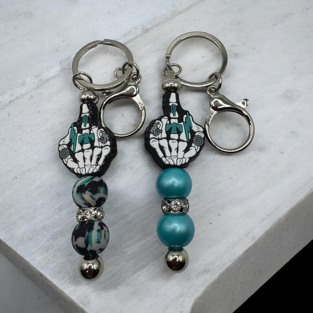 Beaded Keychain, "middle Finger Keychain" Beaded Keychain, Gift for ...