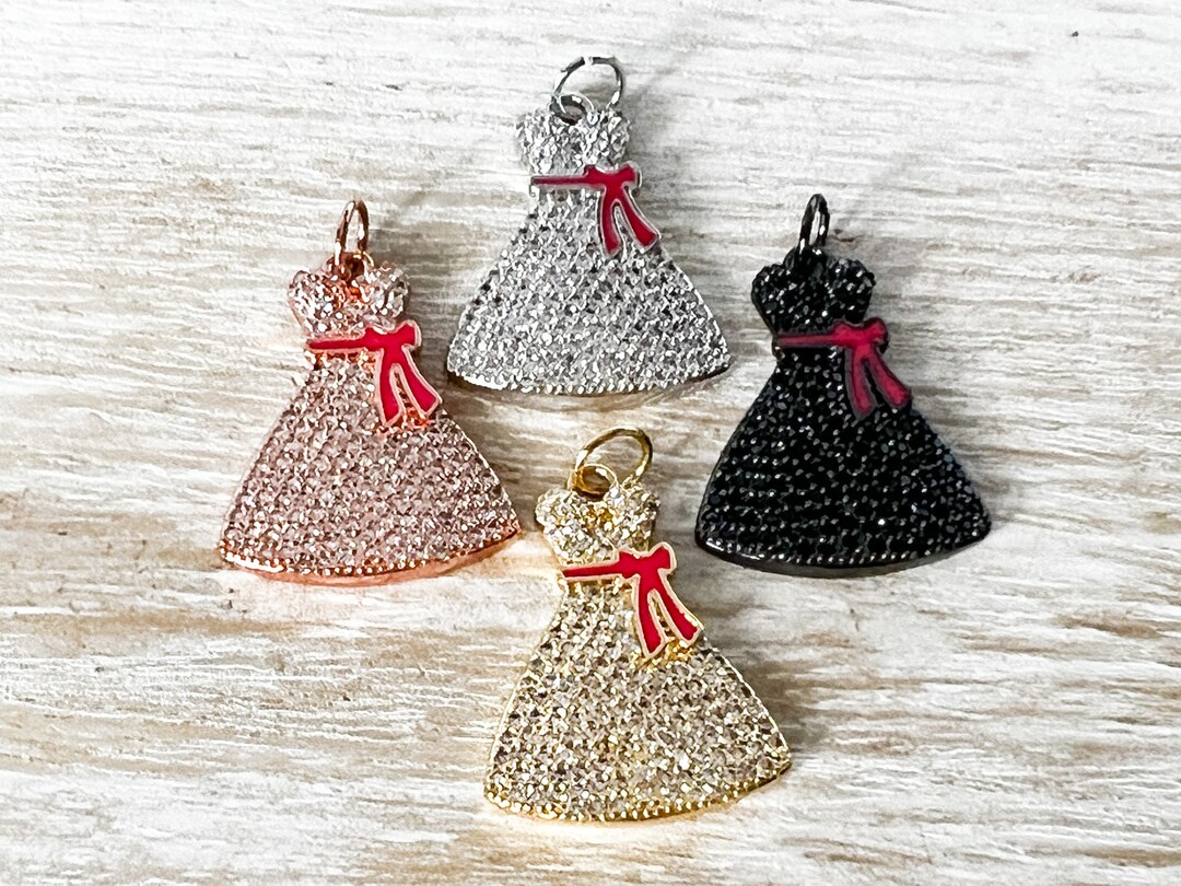1 Dress Charm, CZ Dress Charm, CZ Charms, Clothing Charm, Fashion Charm ...