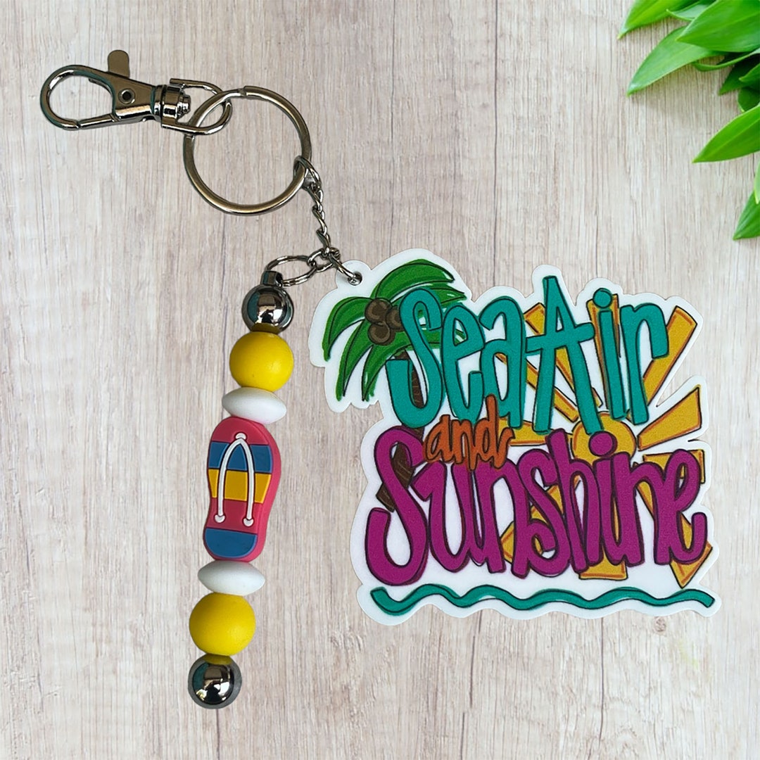 Beaded Keychain, Beach Keychain, Beach Keychain Bar, Silicone Beads ...