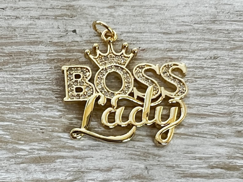 1 CZ Pave Boss Lady Charm, Queen Charm, Bracelet Charm, Necklace Charm ...