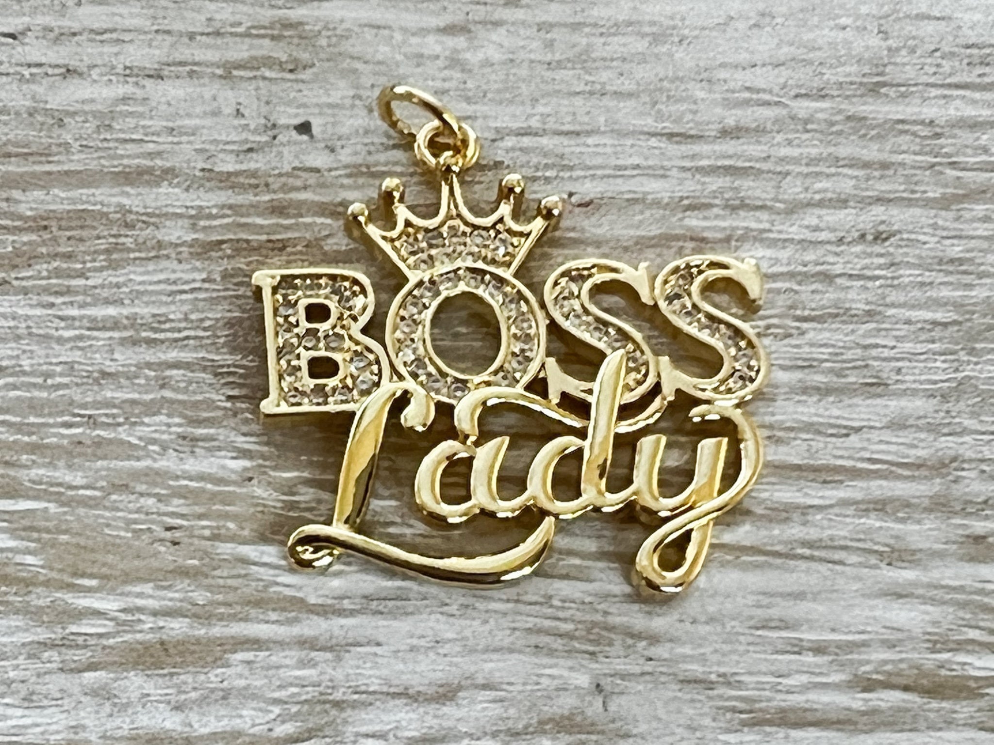 1 CZ Pave Boss Lady Charm, Queen Charm, Bracelet Charm, Necklace Charm ...