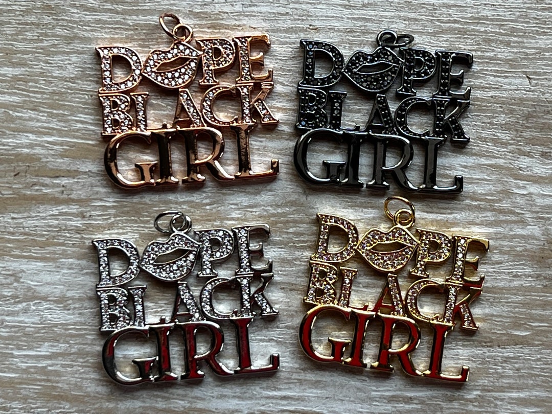 1 CZ Pave Black Girl Word Charms, Black Woman Word Charm, Bracelet ...