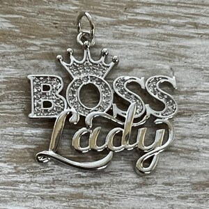 1 CZ Pave Boss Lady Charm, Queen Charm, Bracelet Charm, Necklace Charm ...