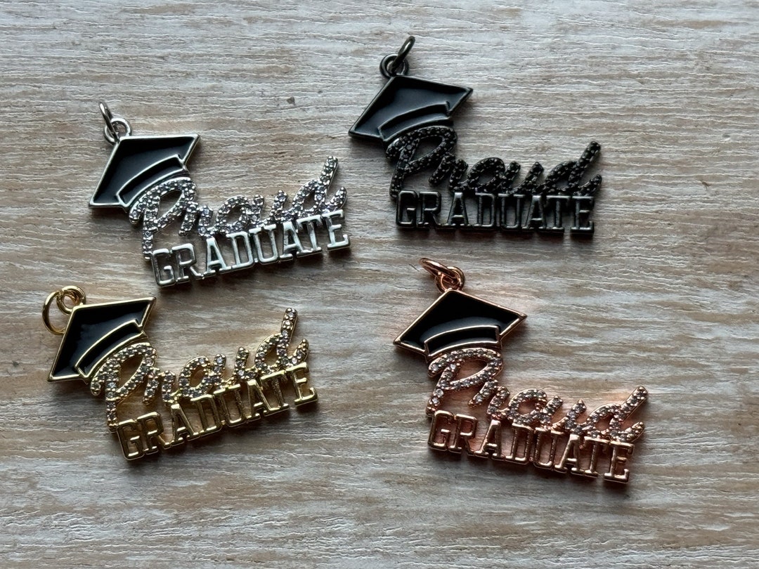 1 Graduation Word Charm, Proud Graduate Word Charm Charm, CZ Graduation ...