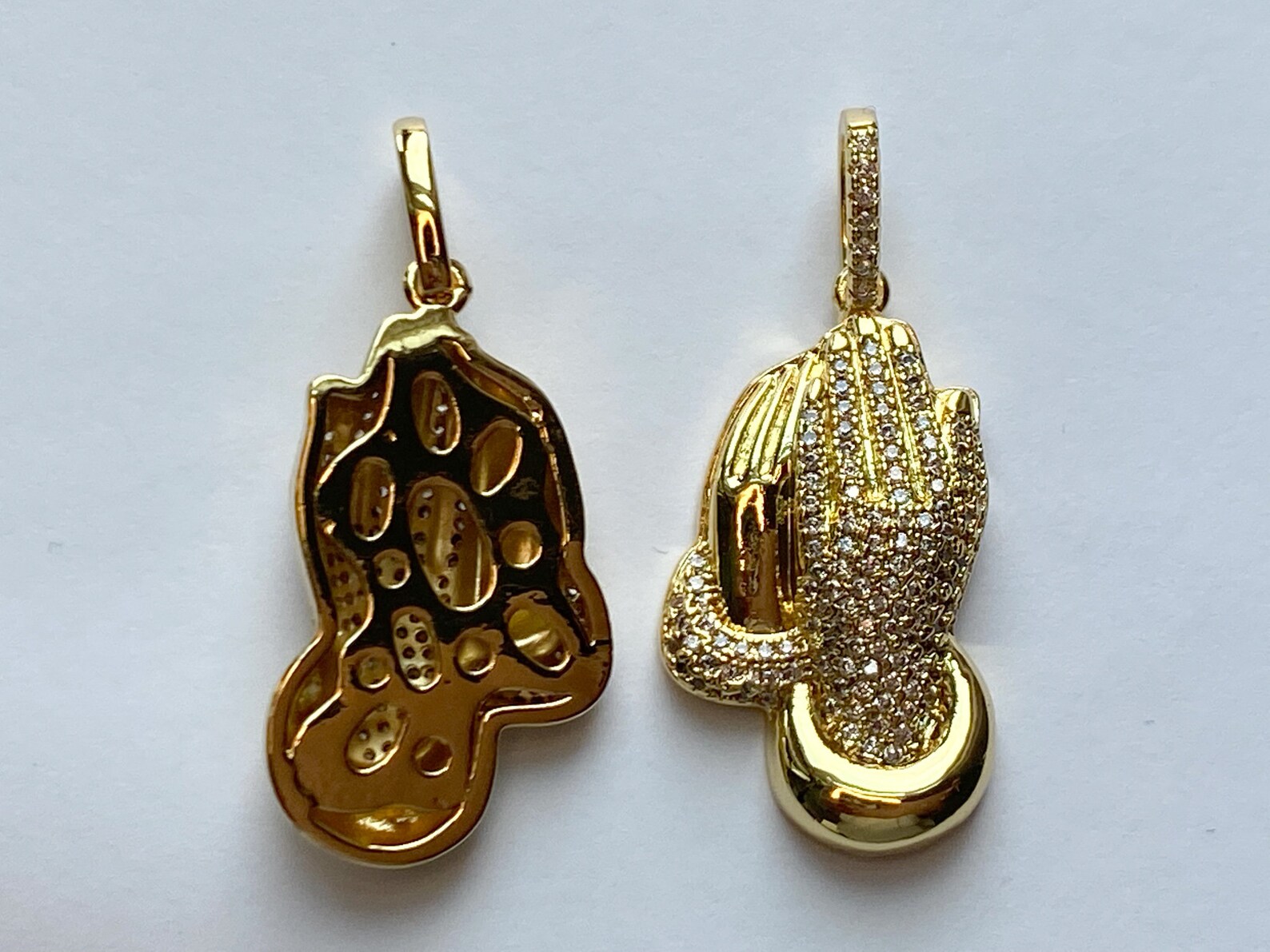 1 Praying Hands Charm, Prayer Hands Charm, CZ Charms, CZ Micro Pave ...