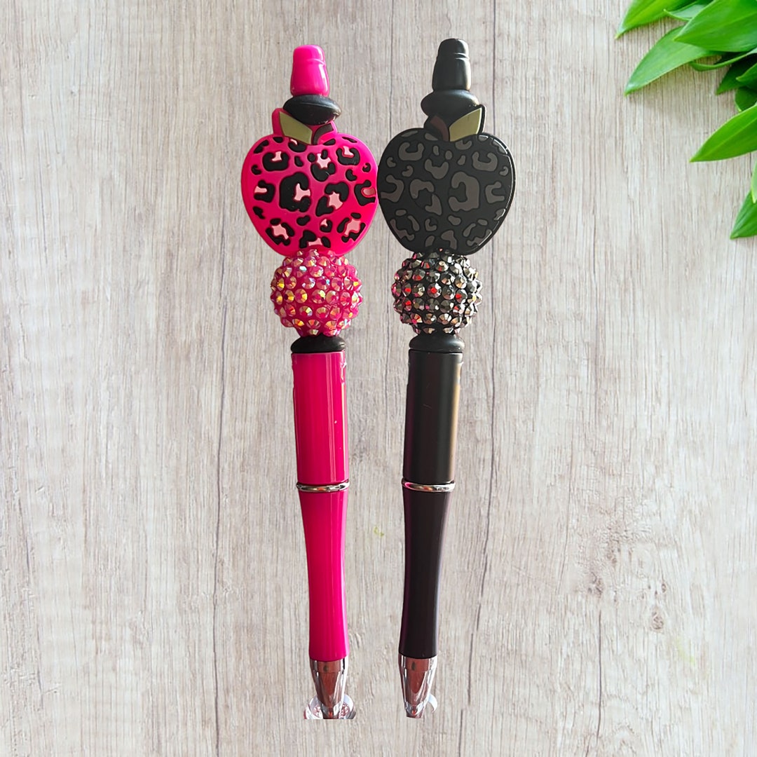 Beaded Pen, Leopard Apple Plastic Pen, Plastic Pen, Teacher Apple Pen ...